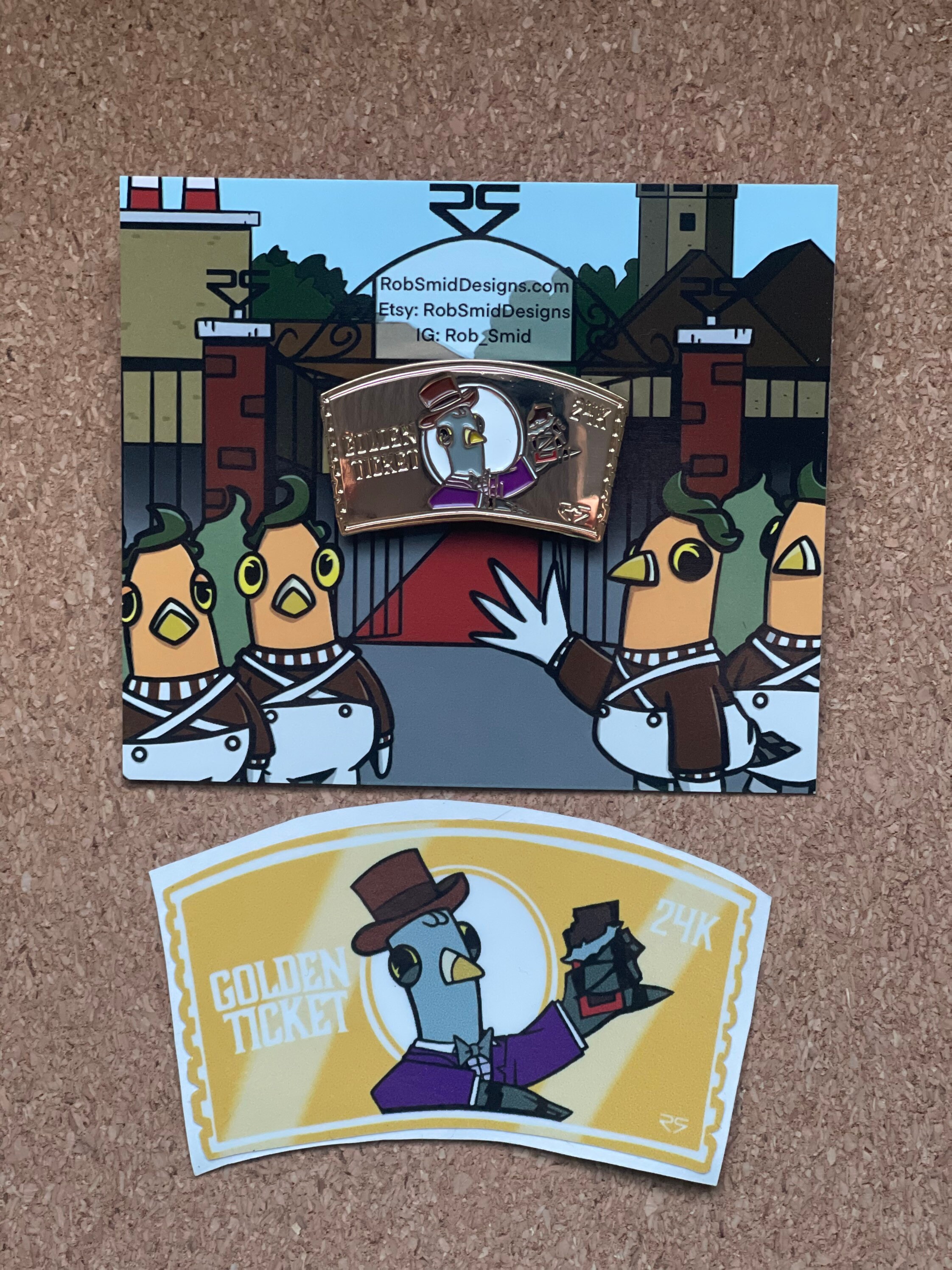 The Wonka Pigeon 1.5 Double Prong Gold Finish Soft Enamel Hat - Etsy