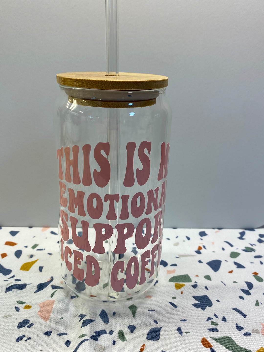 Emotional Support Coffee Glass Cup - Etsy