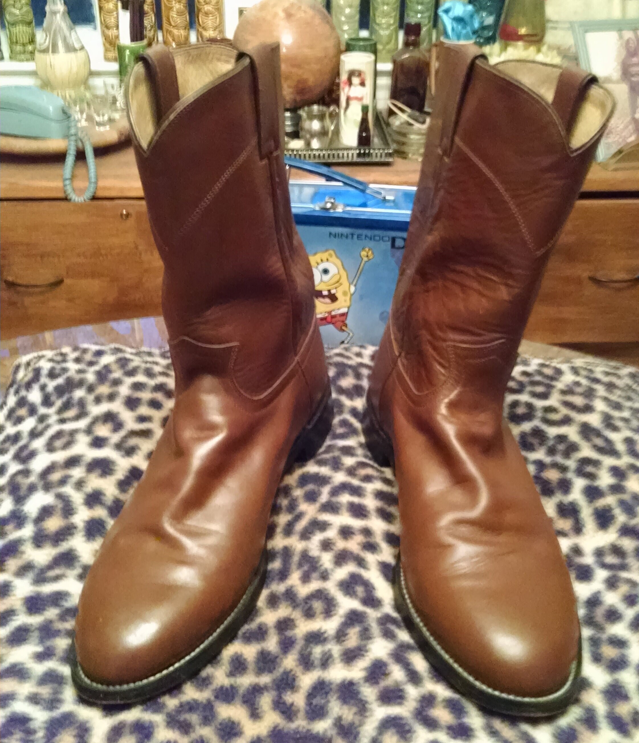 Chocolate Brown Justin Roper Cowboy Boots - Etsy