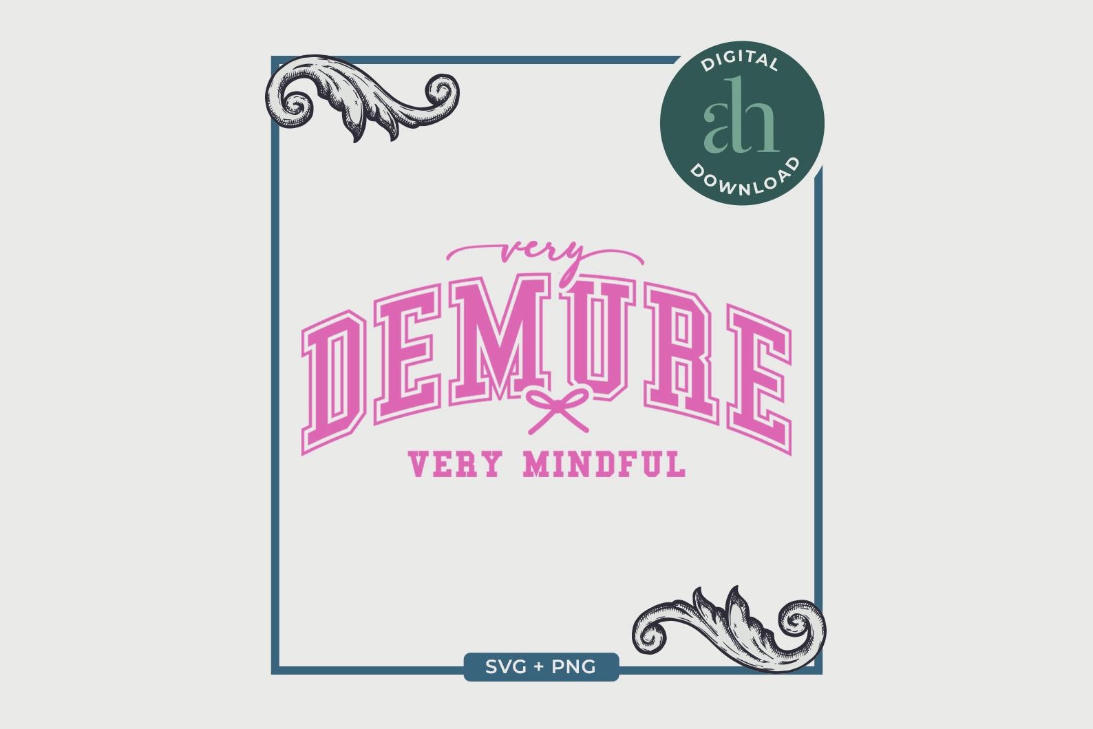 Very Demure Very Mindful Very Cutesy, Athletic Bow SVG File, Coquette ...