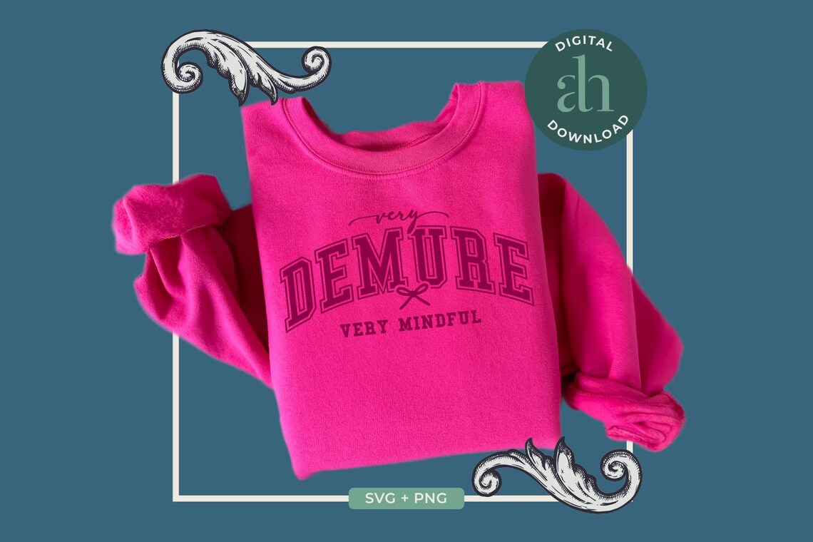 Very Demure Very Mindful Very Cutesy, Athletic Bow SVG File, Coquette ...
