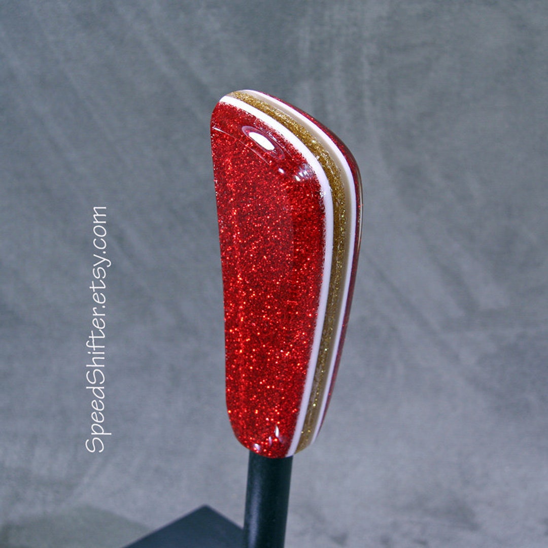 Electric Red With Gold and White SHIFT KNOB, Specific Thread Mount or ...