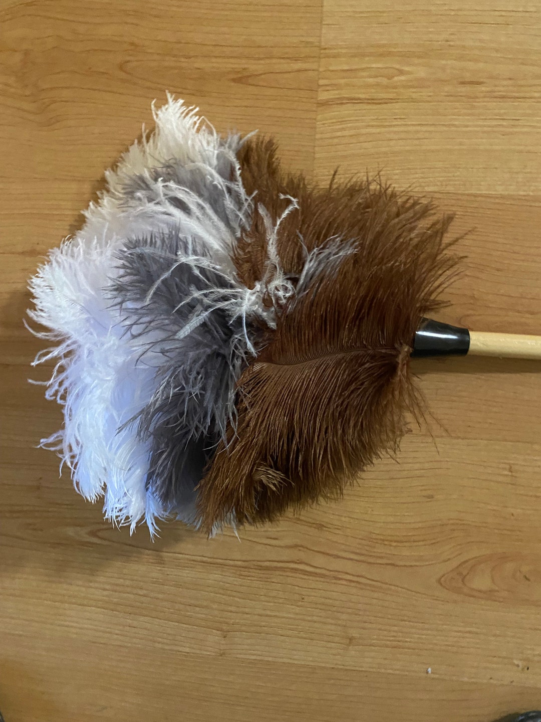 Three Colour Ostrich Feather Duster- White,grey,brown With First Grade ...