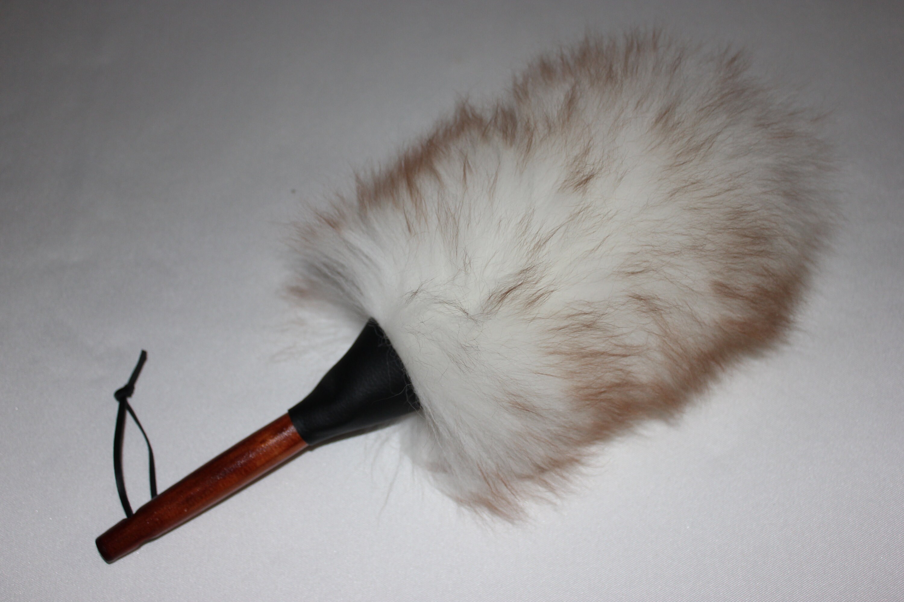 Two (2) Export Lambswool Dusters 30cm Handle White With Brown Tipping ...