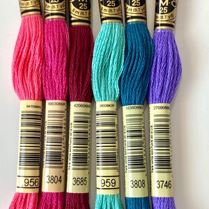 DMC Thread Pack Brights 6 Skein Set DMC Floss, DMC Embroidery Thread ...