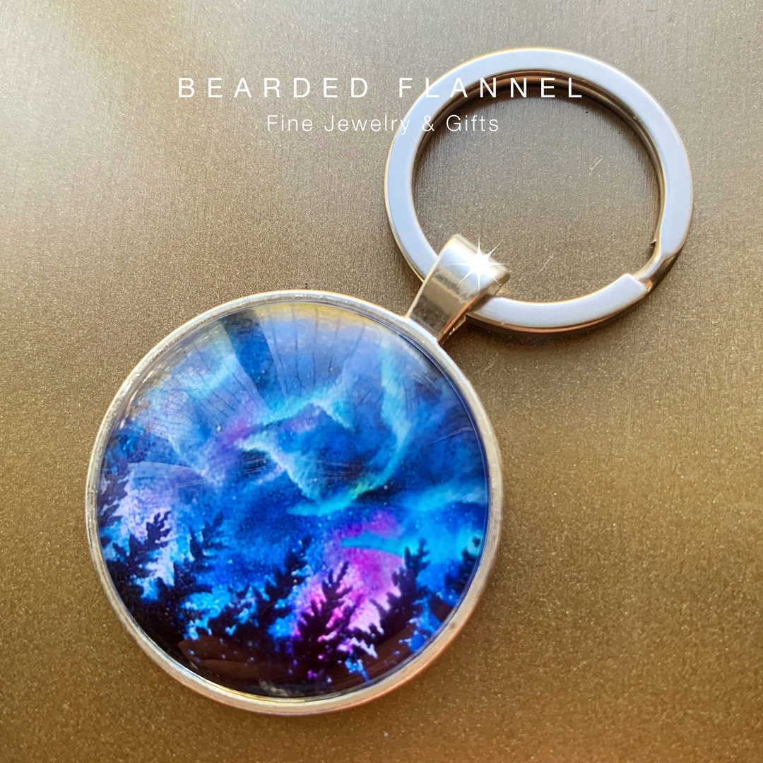 BLUE FOREST KEYCHAIN • Gift for Men Women • Silver Bottle Opener ...