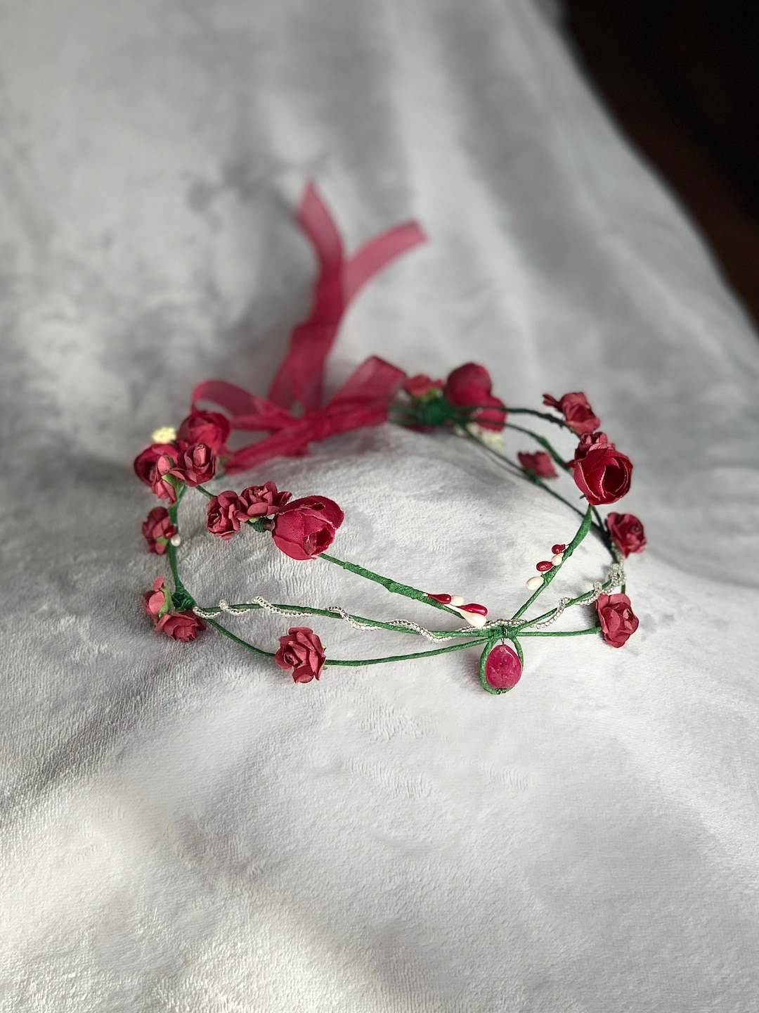 Elf Series Flower Crown/ Red/ Communion/ Wedding/ Arras/ Fairy Tiara ...
