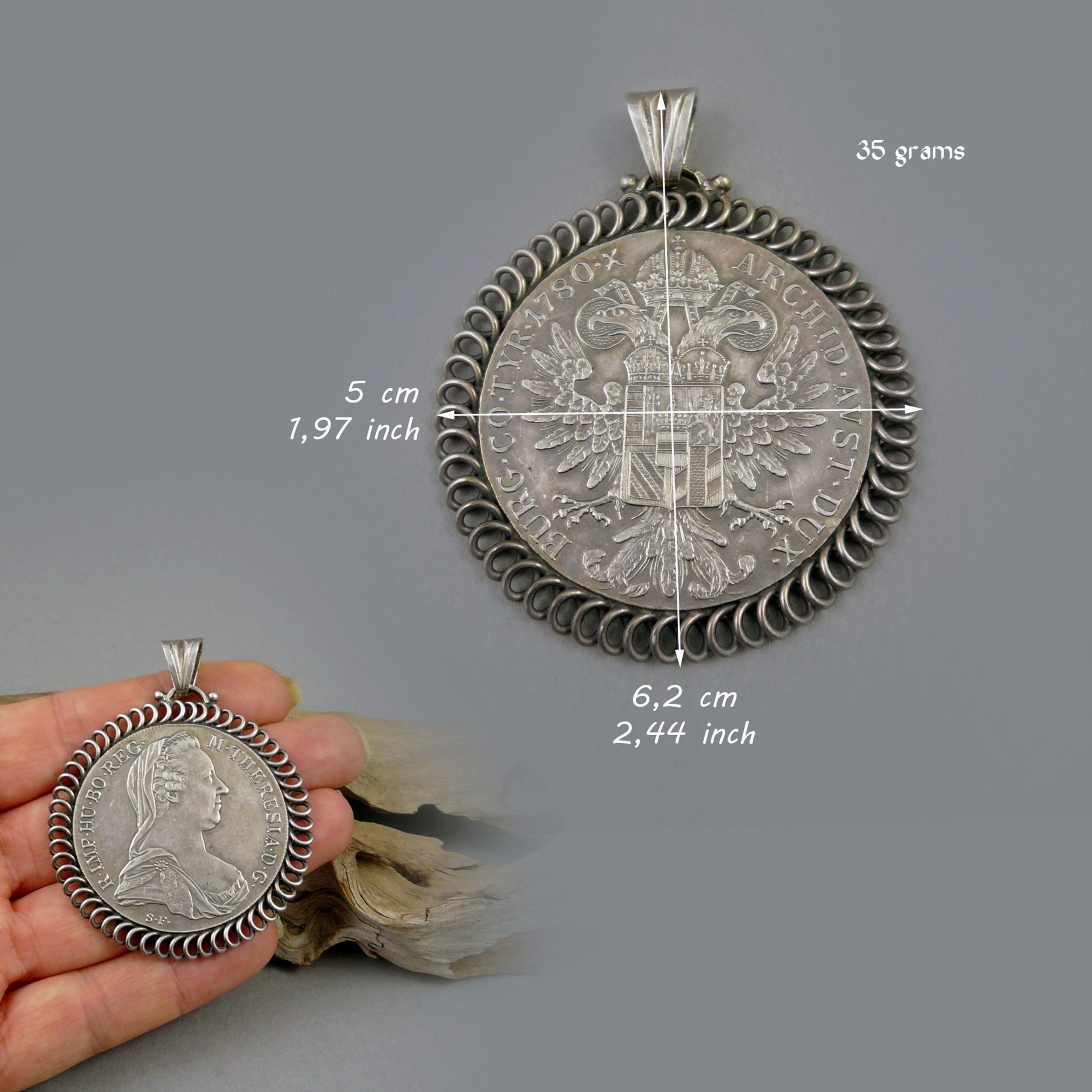 Silver Maria Theresa Thaler Coin Pendant. Old Silver Coin | Etsy
