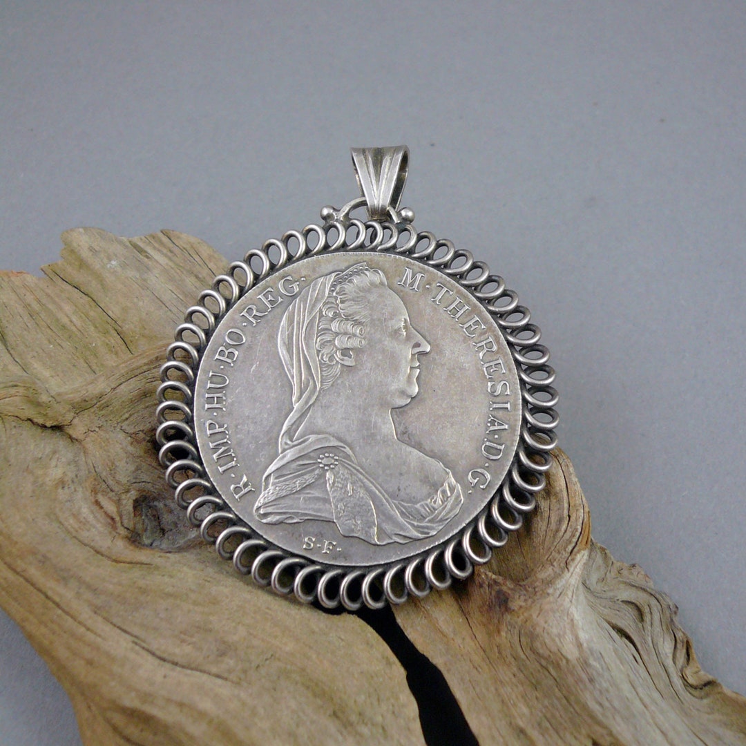 Silver Maria Theresa Thaler Coin Pendant. Old Silver Coin Pendant. - Etsy