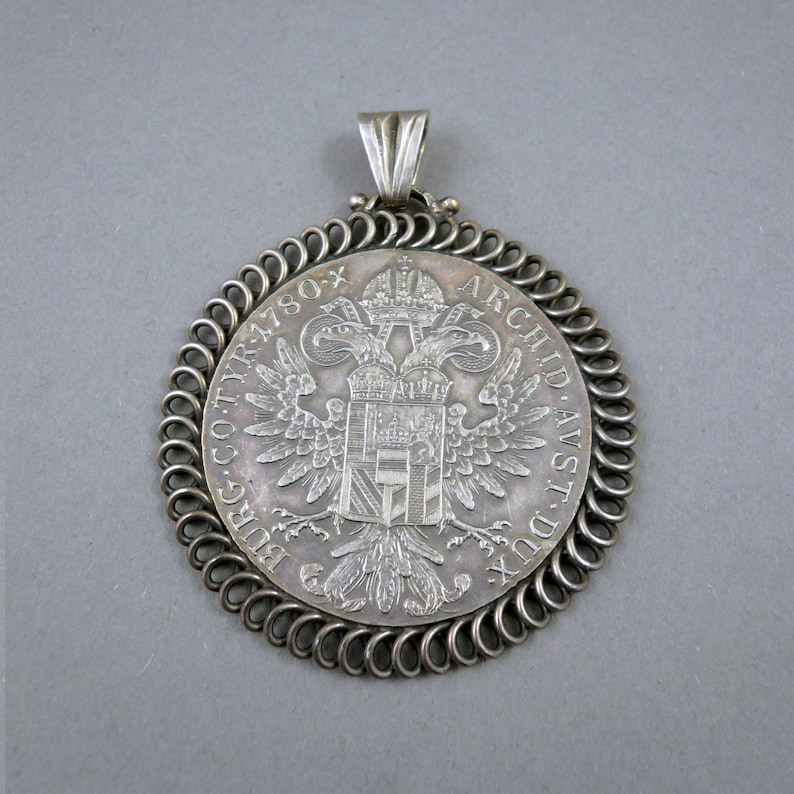 Silver Maria Theresa Thaler Coin Pendant. Old Silver Coin Pendant. - Etsy