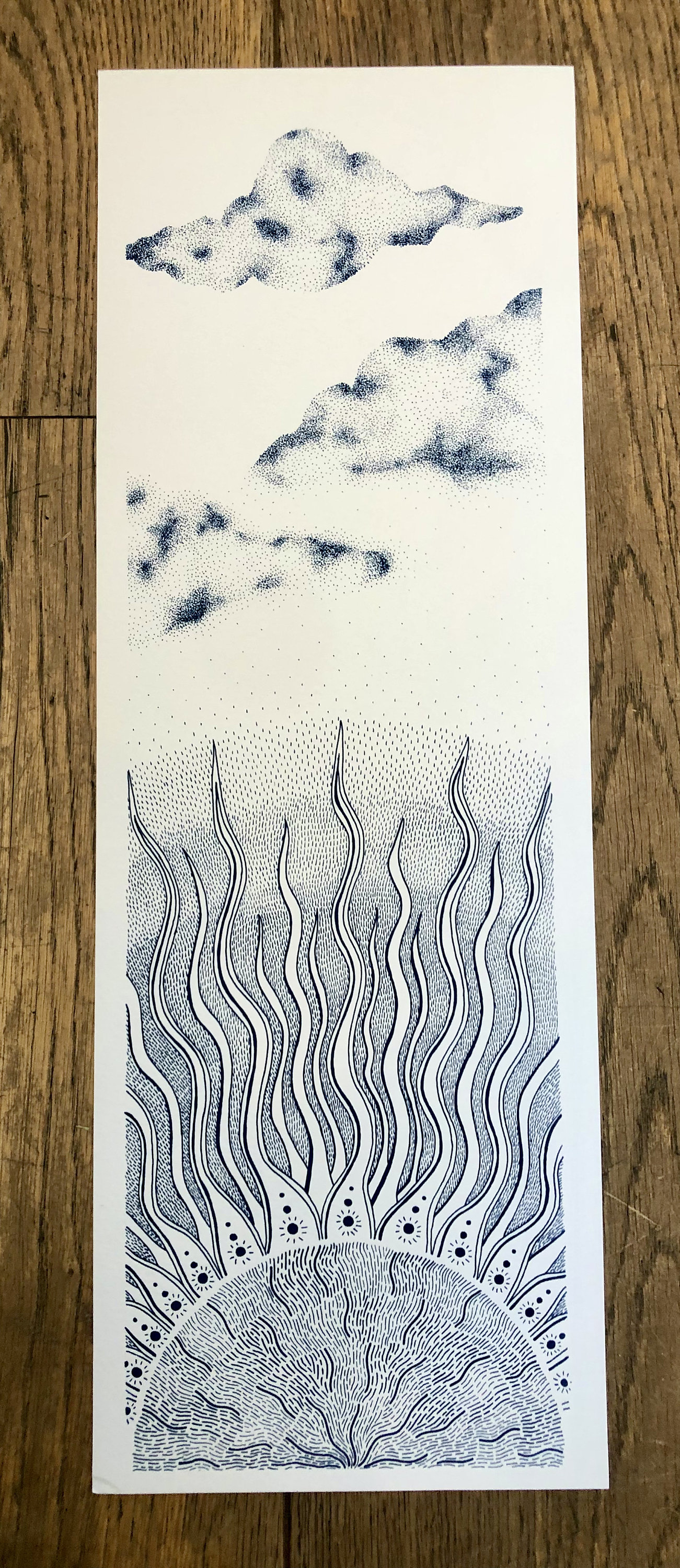Japanese Fire Art Print: Intricate Blue Pattern by Kulu - Etsy