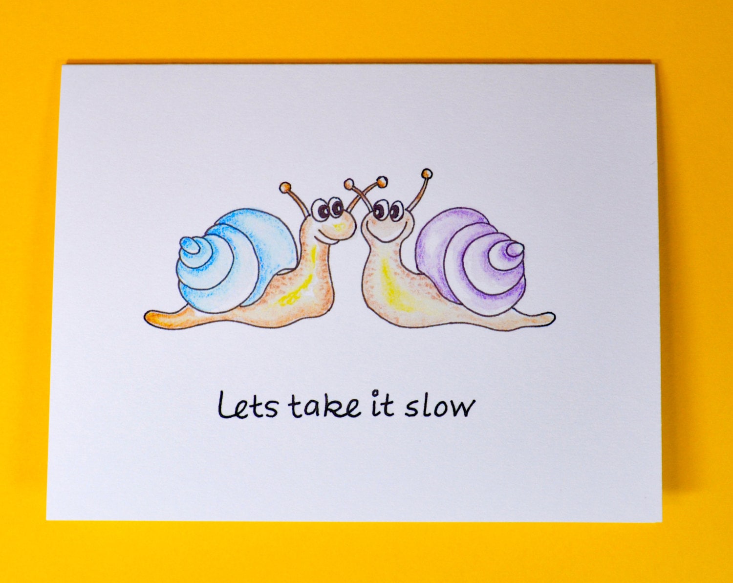 Lets Take It Slow- Love Card - Hand Made Greeting Card - Snails - Funny ...
