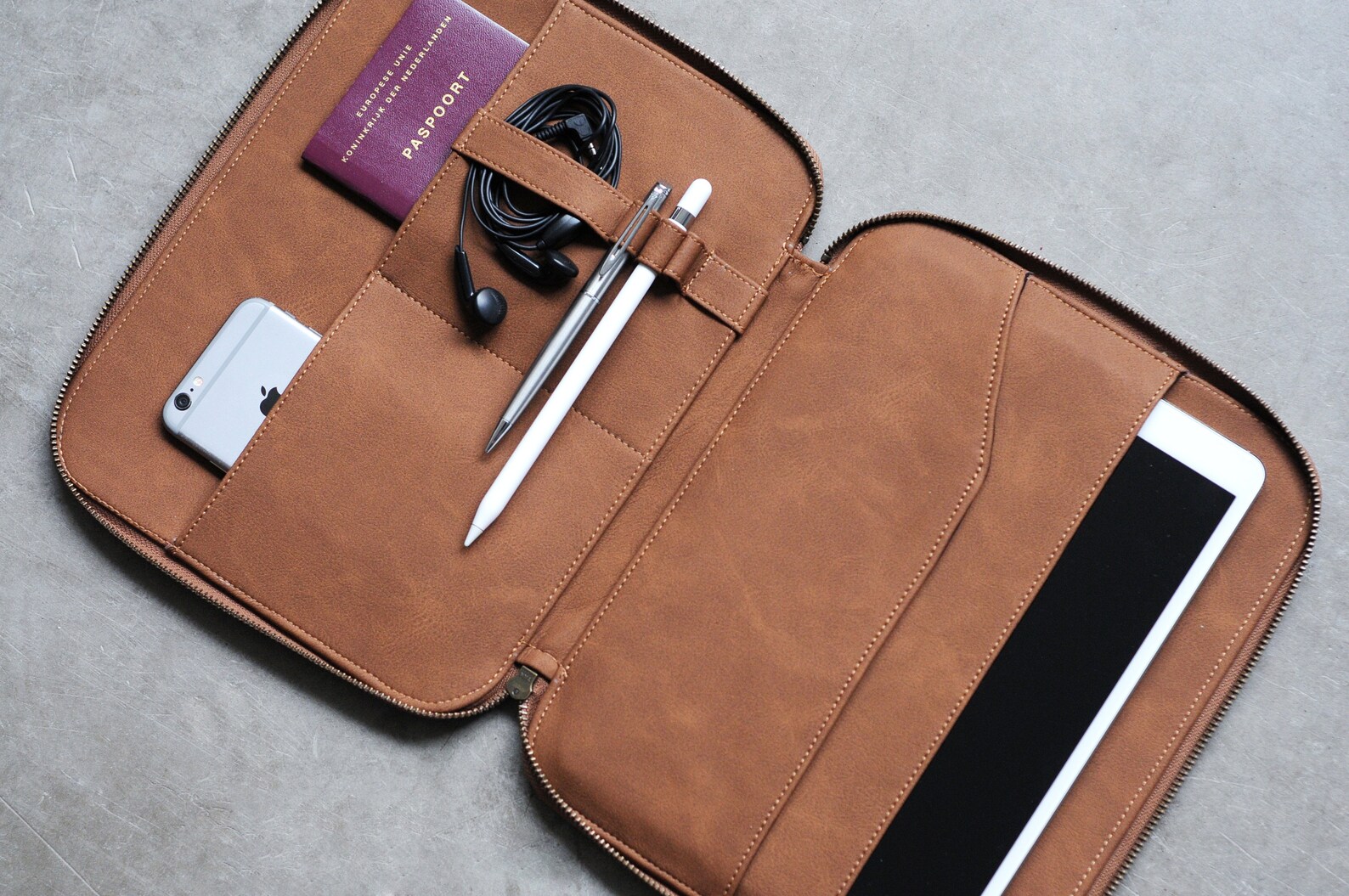 Digital Traveller Bag Tablet Zipper Case Vegan Leather Bag - Etsy