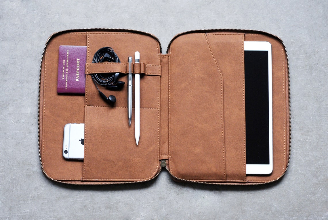 Digital Traveller Bag Tablet Zipper Case Vegan Leather Bag - Etsy