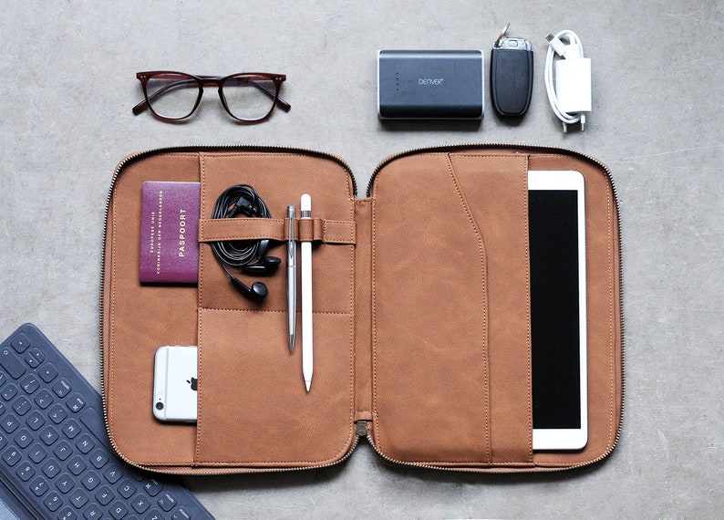 Digital Traveller Bag, Tablet Zipper Case, Vegan Leather Bag, High ...