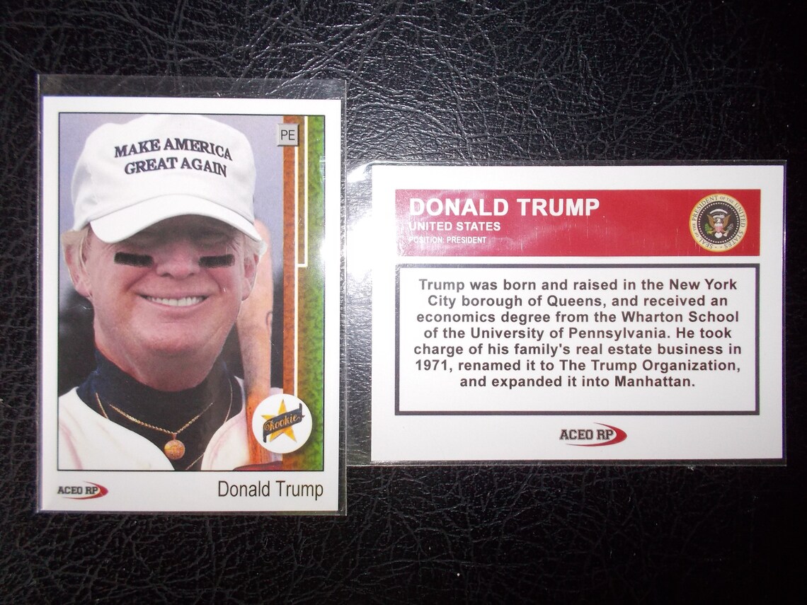 1-excellent Rookie BASEBALL CARD President Trump 45 M.A.G.A. Hat/cap ...
