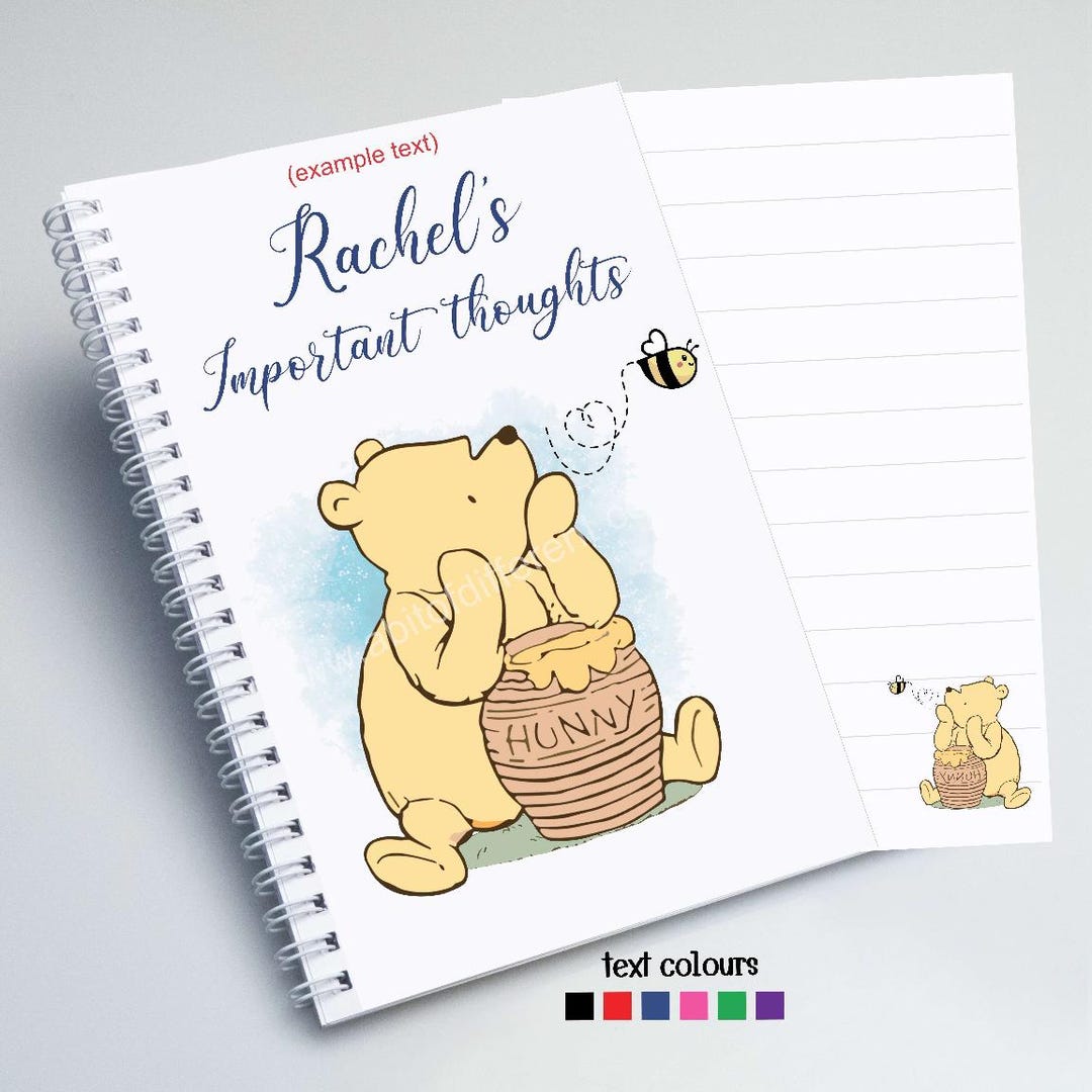 Winnie the Pooh Personalised Notebook, Unique Gift , Notepad, - Etsy