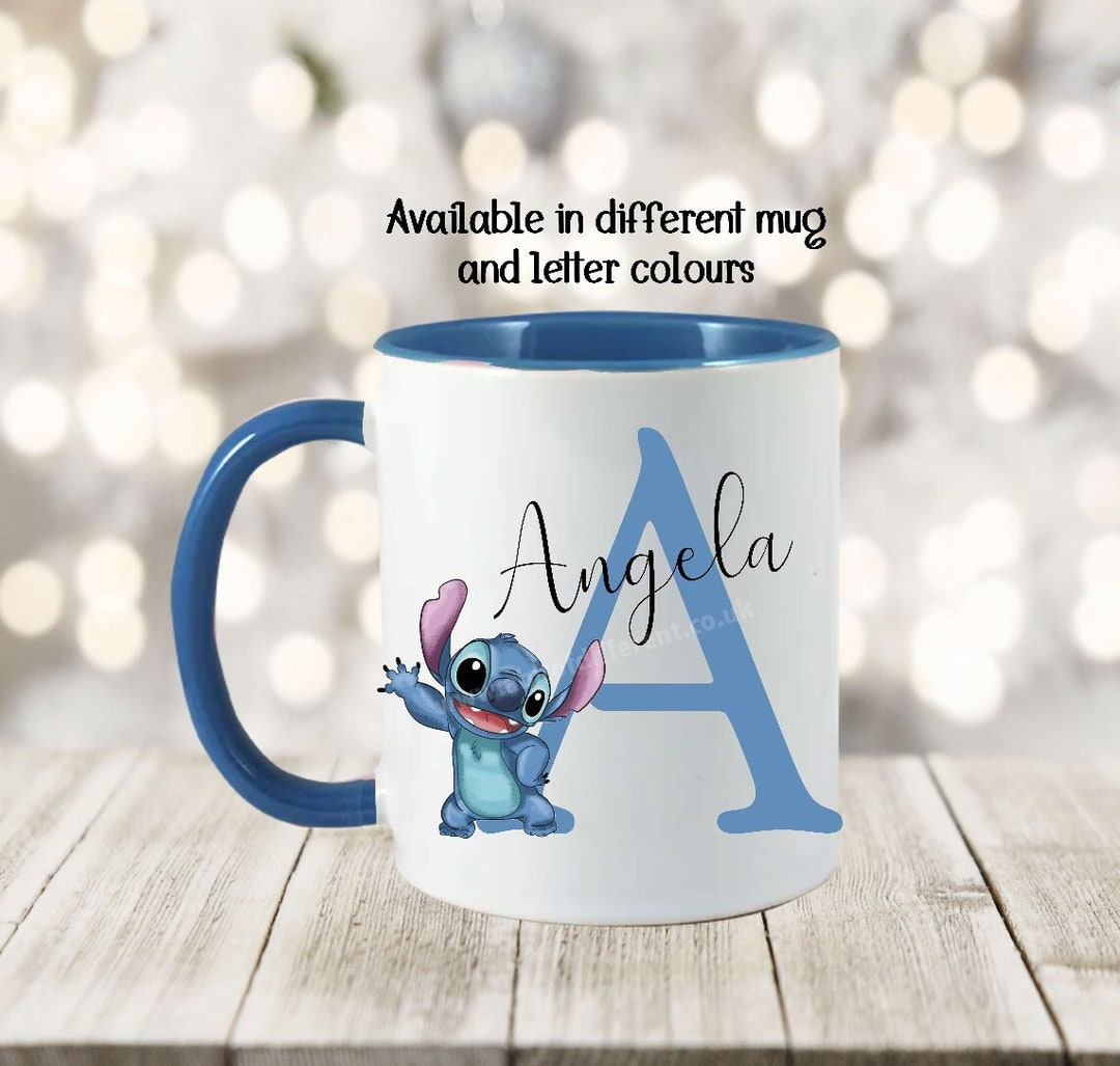 Stitch Personalised Mug Gift Initial Name , Optional Coaster , FREE ...