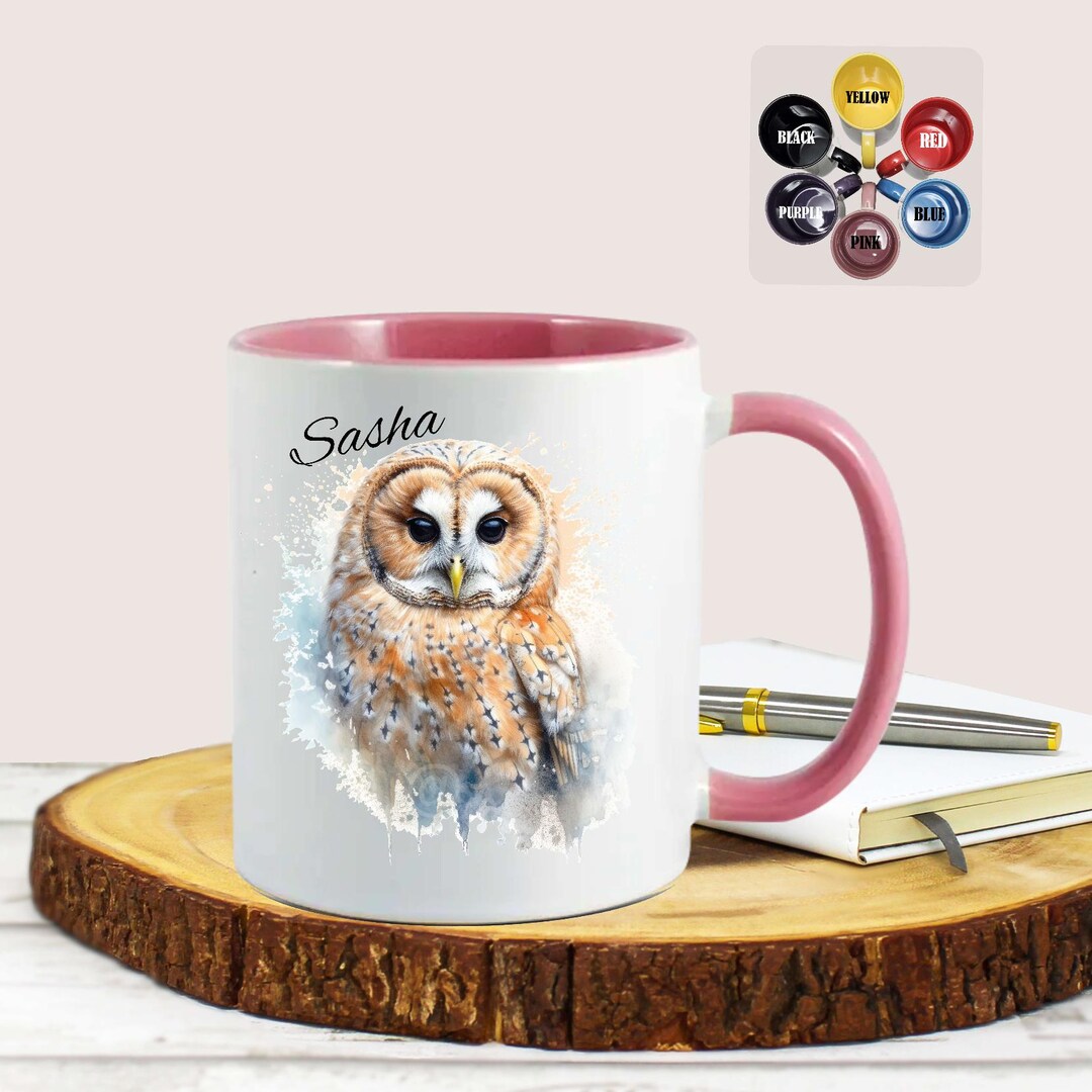 Personalised Barn Owl Mug: Two-tone Ceramic, Free Gift Box - Etsy UK