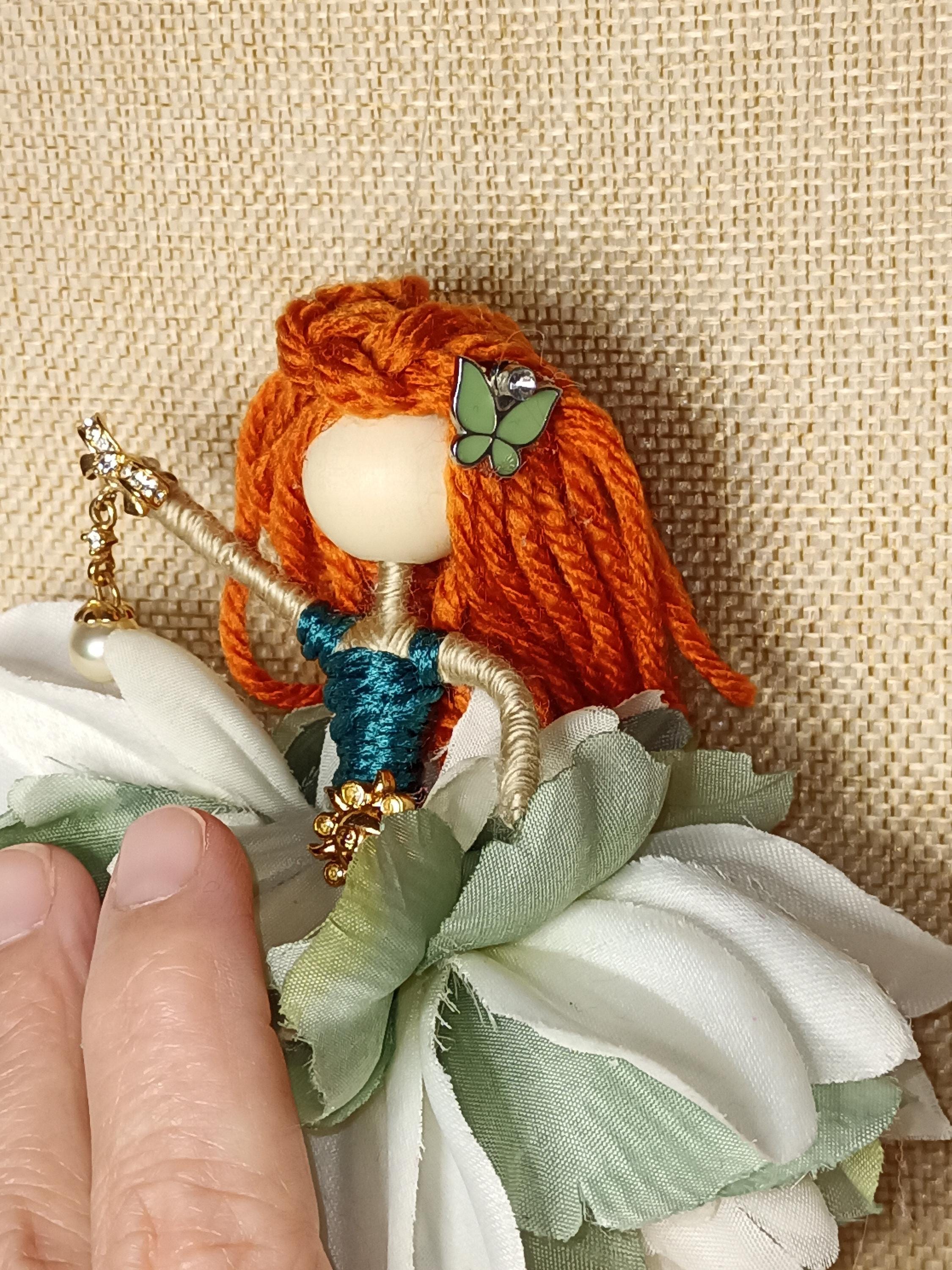 Flower Fairy Doll,handmade Dolls, Fairy Doll, Orange Hair Doll,sage ...