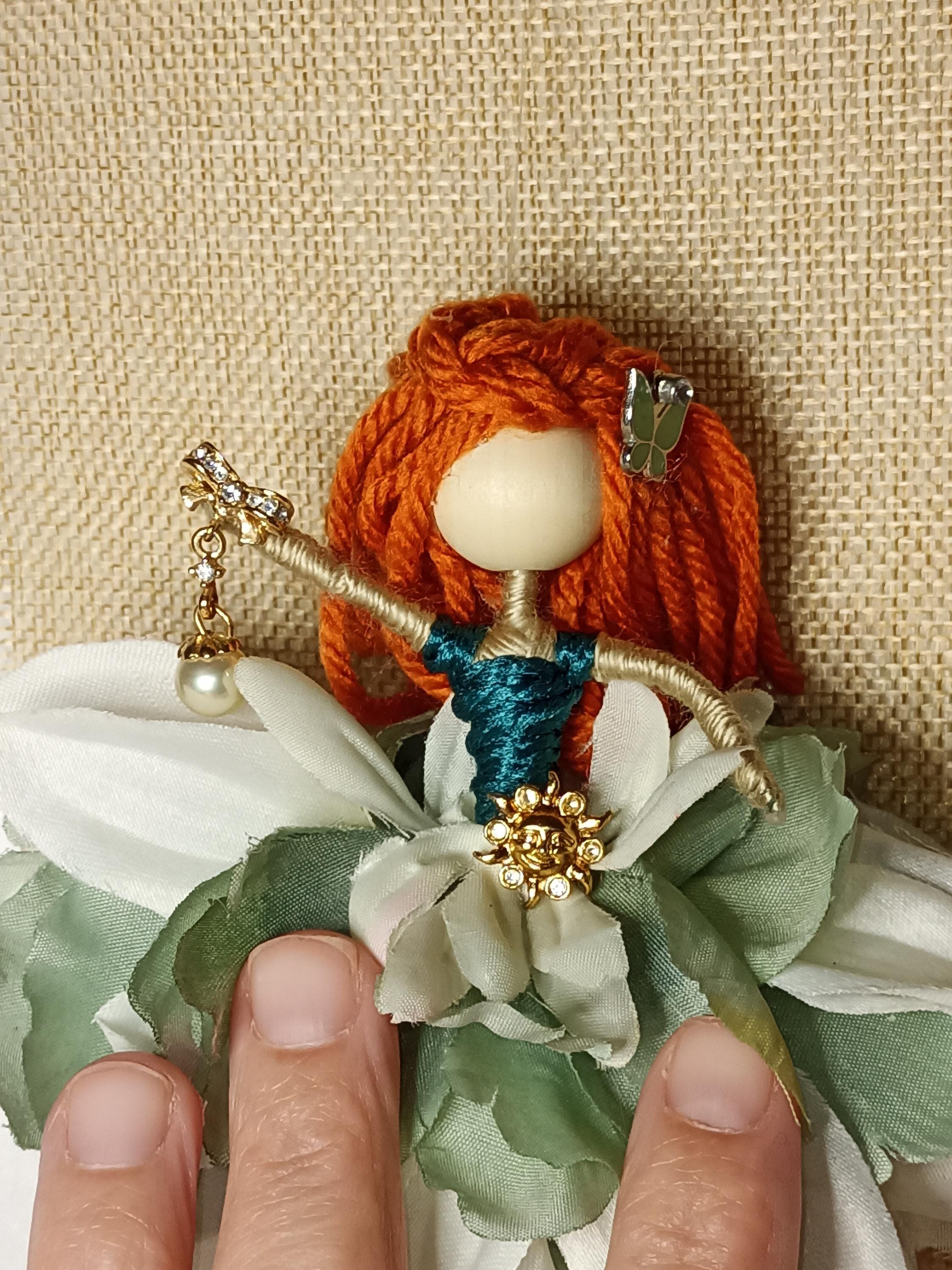 Flower Fairy Doll,handmade Dolls, Fairy Doll, Orange Hair Doll,sage ...