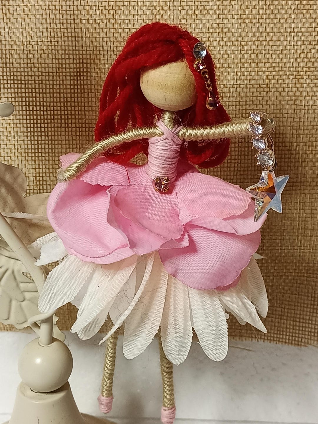 Handmade Flower Fairy Doll, Pink Dress, Star Charm - Etsy