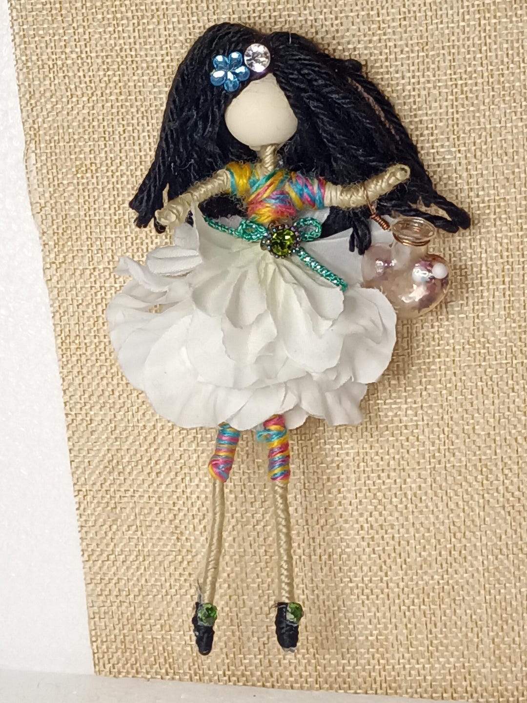 Handmade Flower Fairy Doll, Black Hair, Ornament, Gift Box - Etsy
