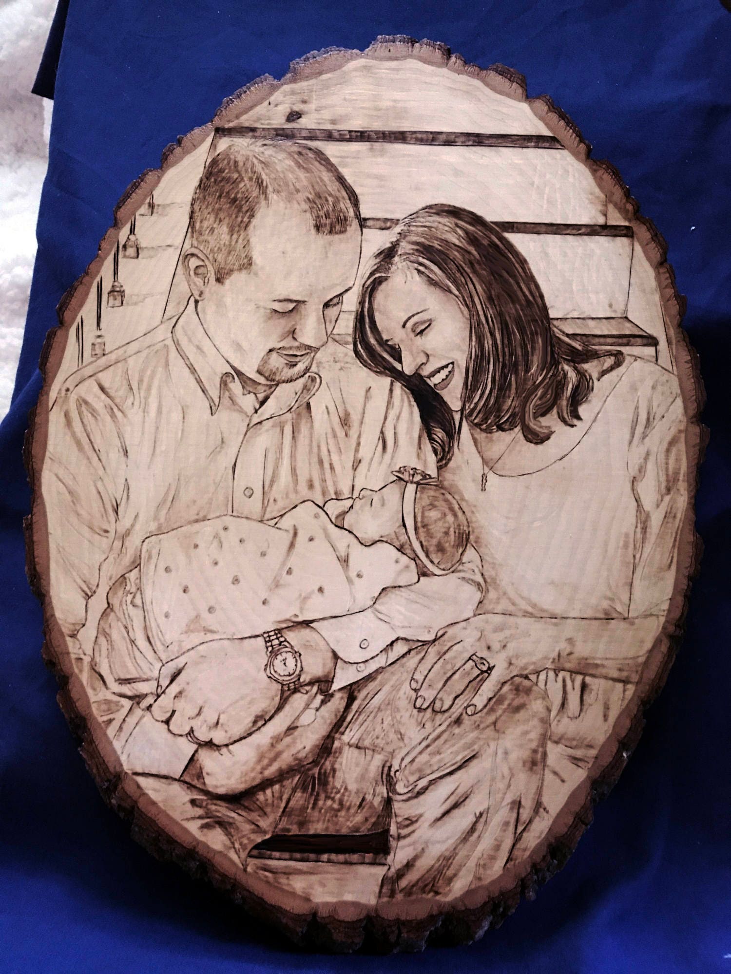 Custom Family Portrait Wood Burning Art - Personalized Pyrography - Etsy