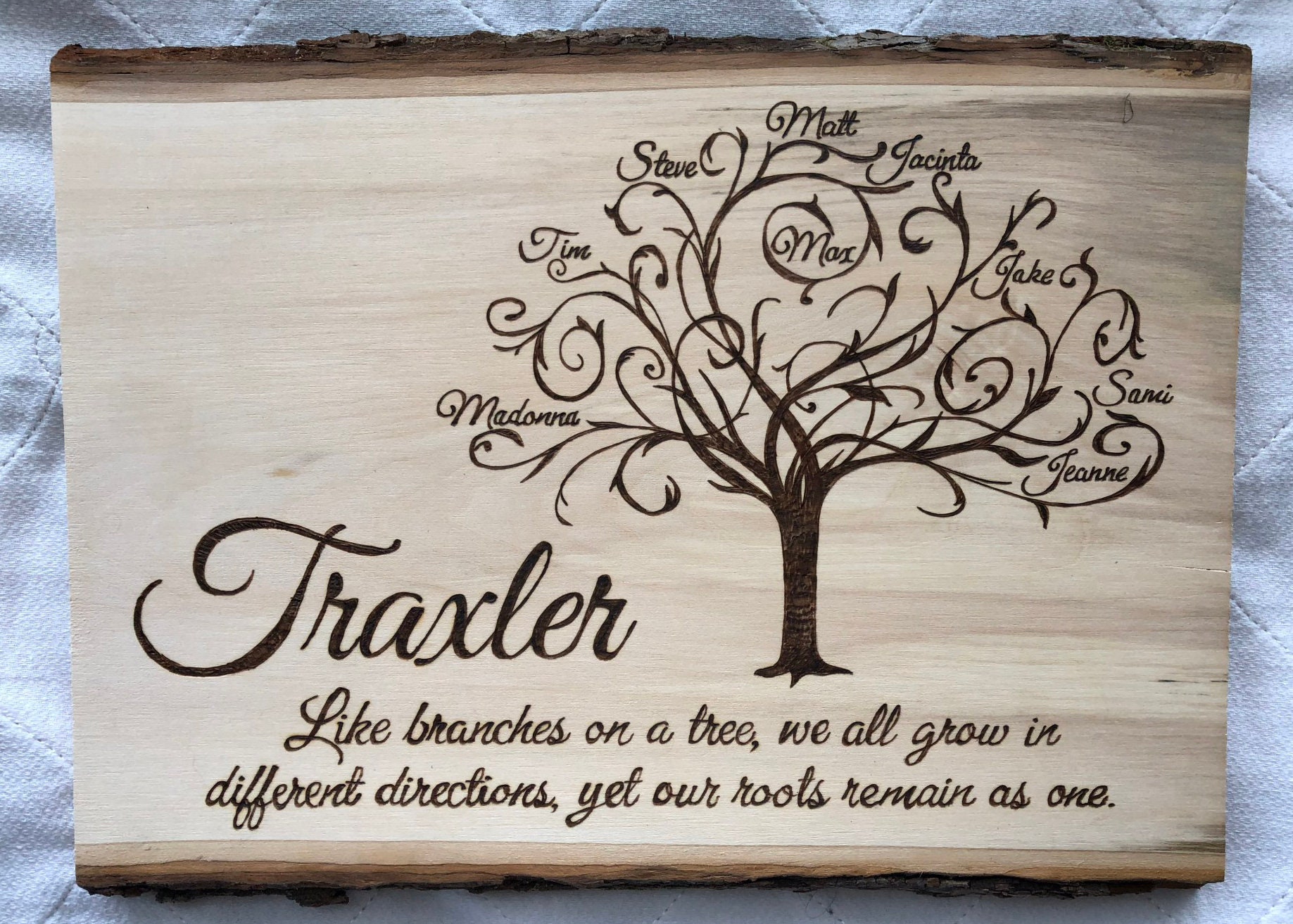 Personalized Family Tree Pyrography Plaque Custom Wood - Etsy Canada
