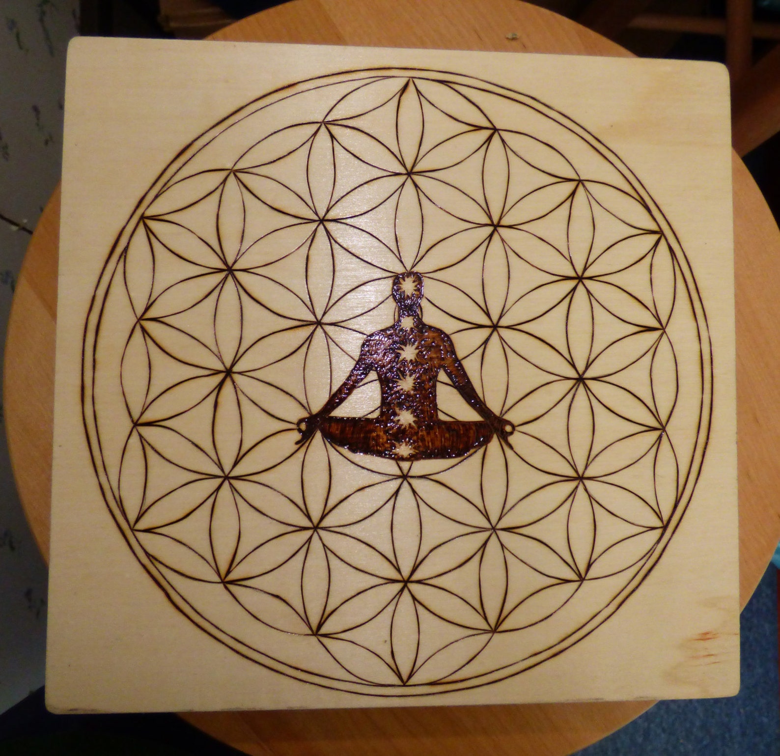 Spiritual Box Pyrography Sacred Geometry Wood Burning Art | Etsy