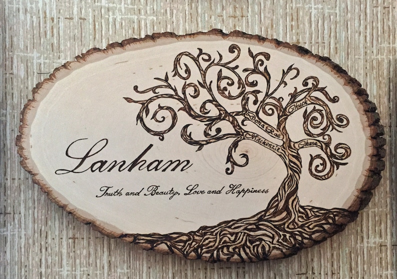 Personalized Family Tree Pyrography Plaque Custom Wood | Etsy