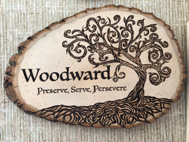 Personalized Family Tree Pyrography Plaque Custom Wood | Etsy