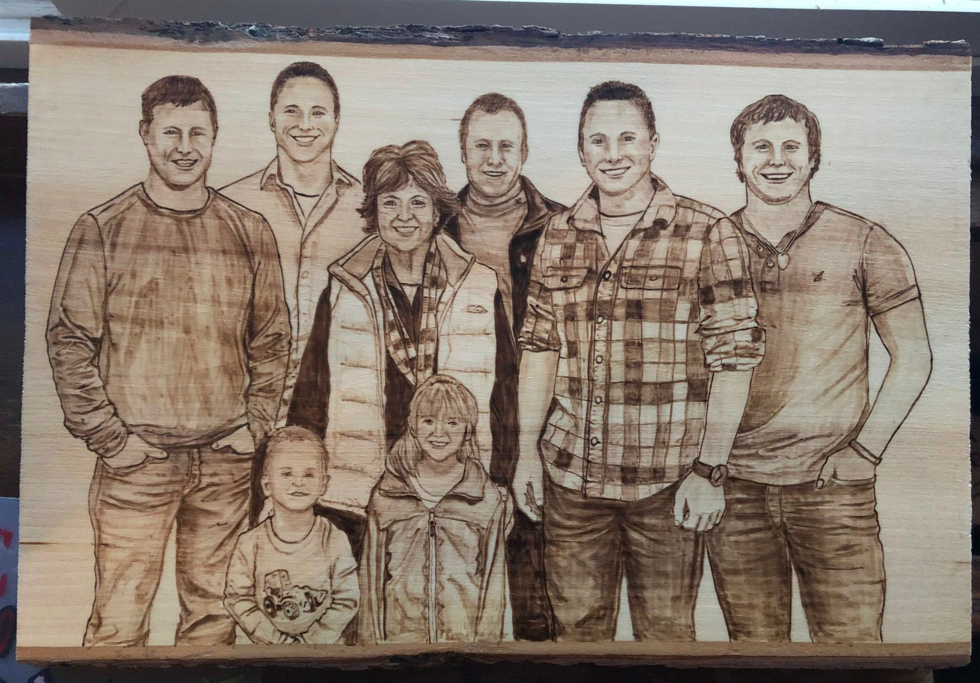 Custom Family Portrait Wood Burning Art - Personalized Pyrography - Etsy