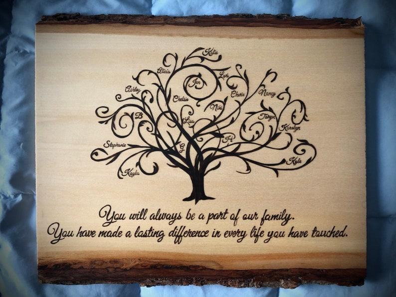 Personalized Family Tree Pyrography Plaque Custom Wood - Etsy