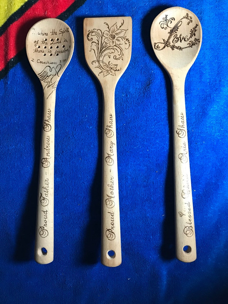 Wood Spoons Pyrography Wood Burning Art Personalized Wood - Etsy