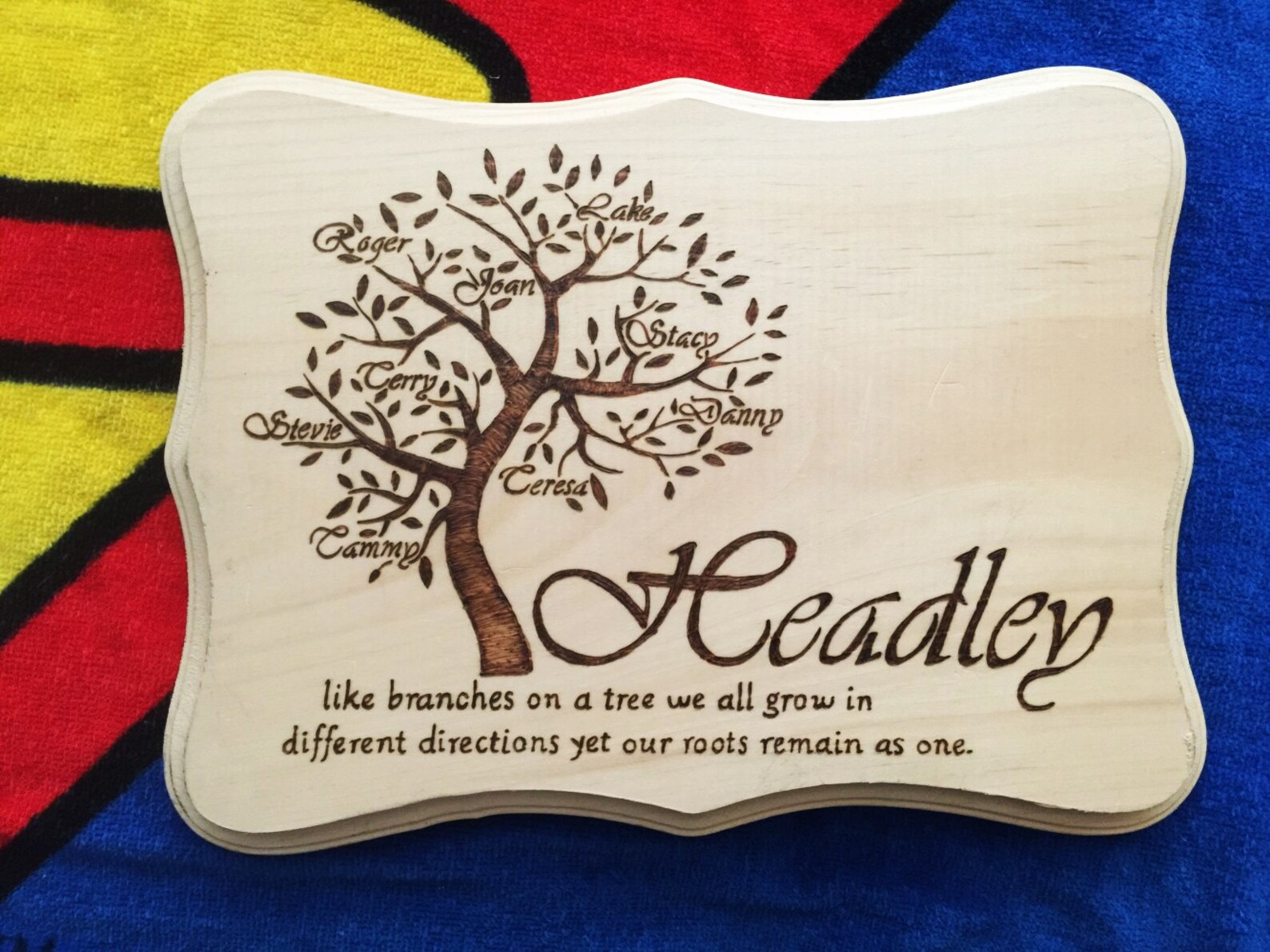 Personalized Family Tree Pyrography Plaque Custom Wood | Etsy