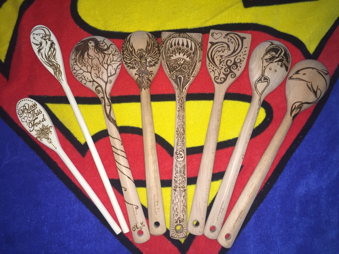 Wood Spoons Pyrography - Wood Burning Art - Personalized Wood Burned ...