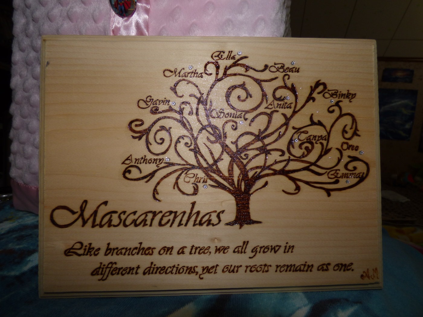 Personalized Family Tree Pyrography Plaque - Custom Wood Burning Art ...