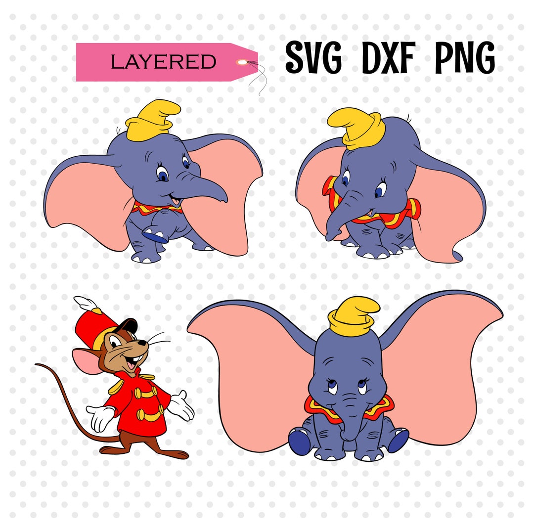 Dumbo Elephant Layered SVG Cutting File, Clipart, Vector,vinyl Design ...