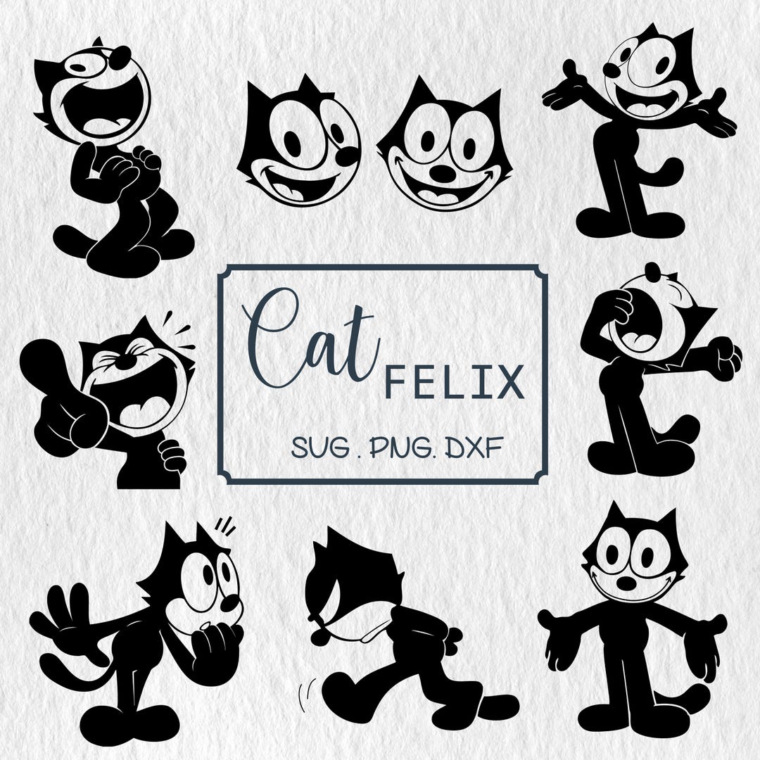 Cat Felix Set, SVG Cutting File, Cartoon SVG PNG, Vector Clipart, Vinyl ...