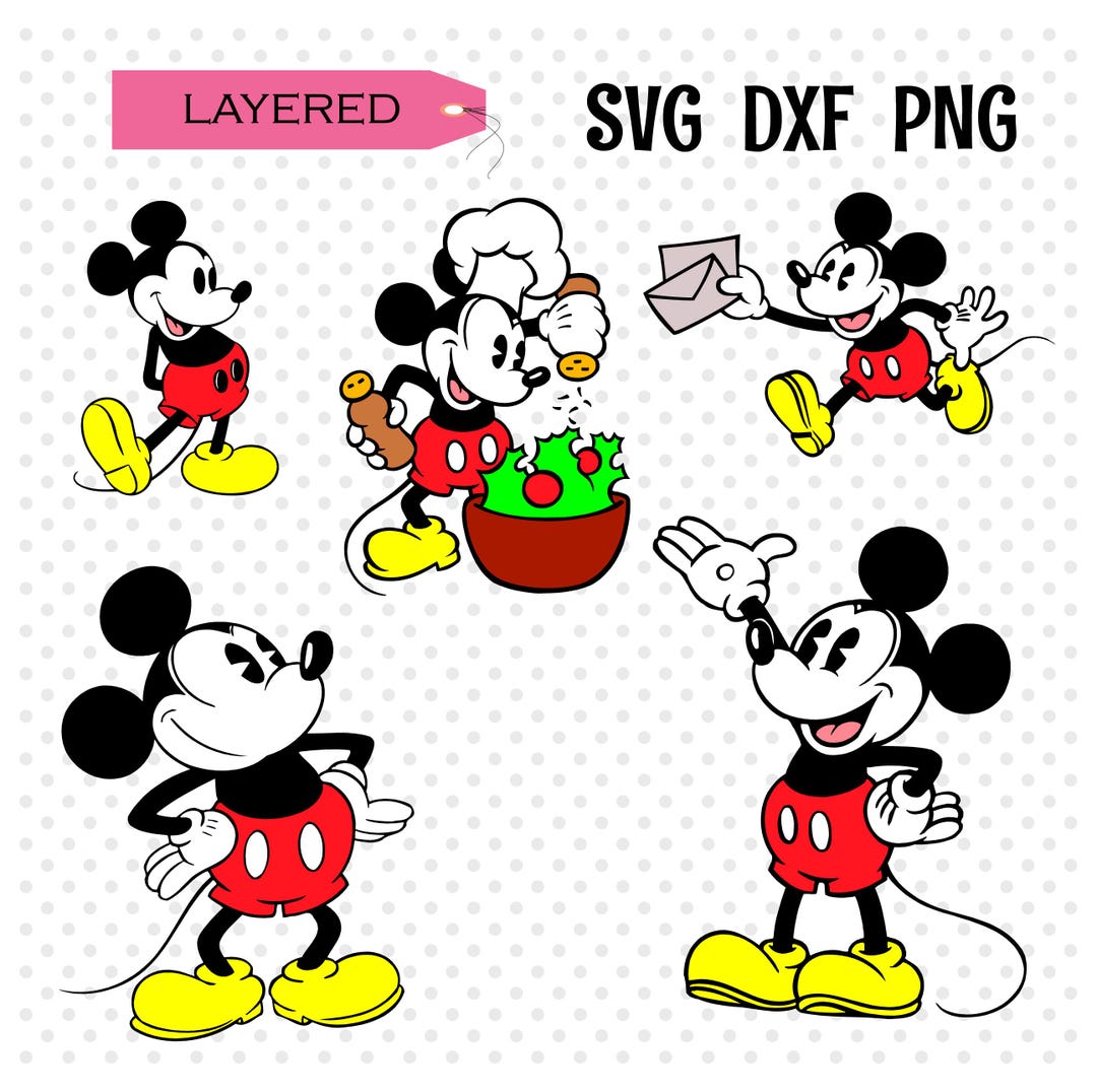 Mickey Mouse Layered SVG Cutting File, Cartoon Layered SVG, Vinyl ...