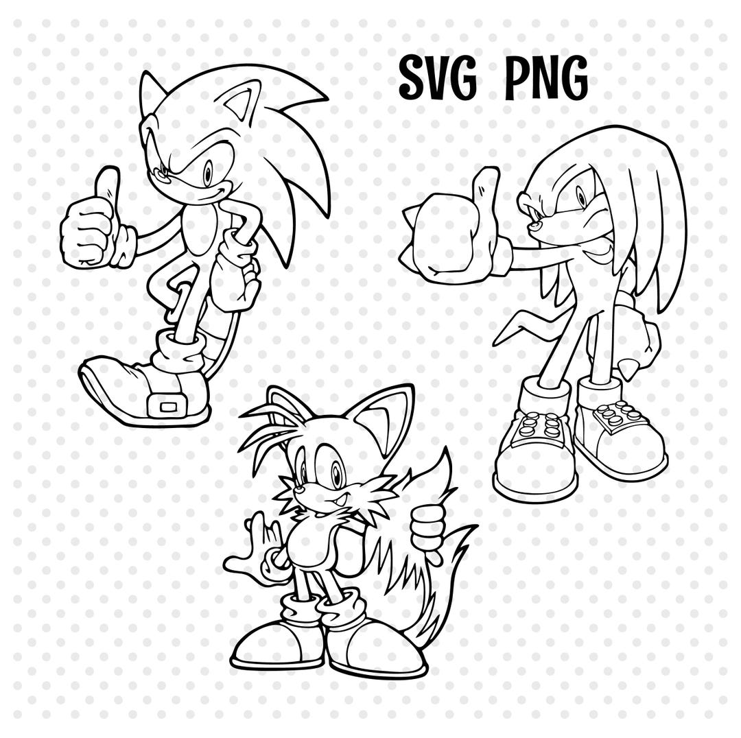 Sonic the Hedgehog Outline Characters SVG PNG, Cutting Files for ...
