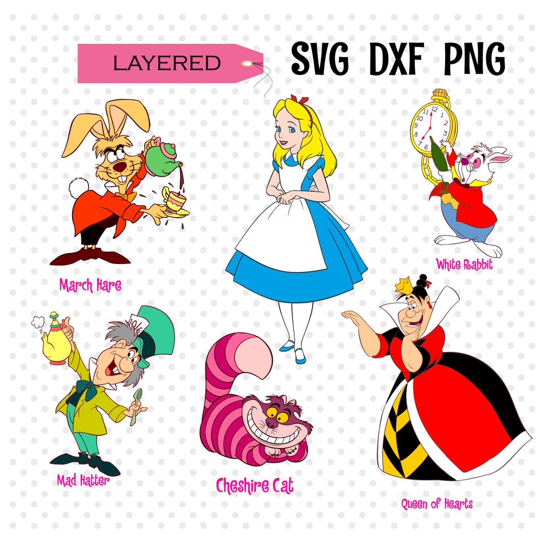 Alice Characters SVG Cutting File, Cartoon SVG PNG, Vector Clipart ...