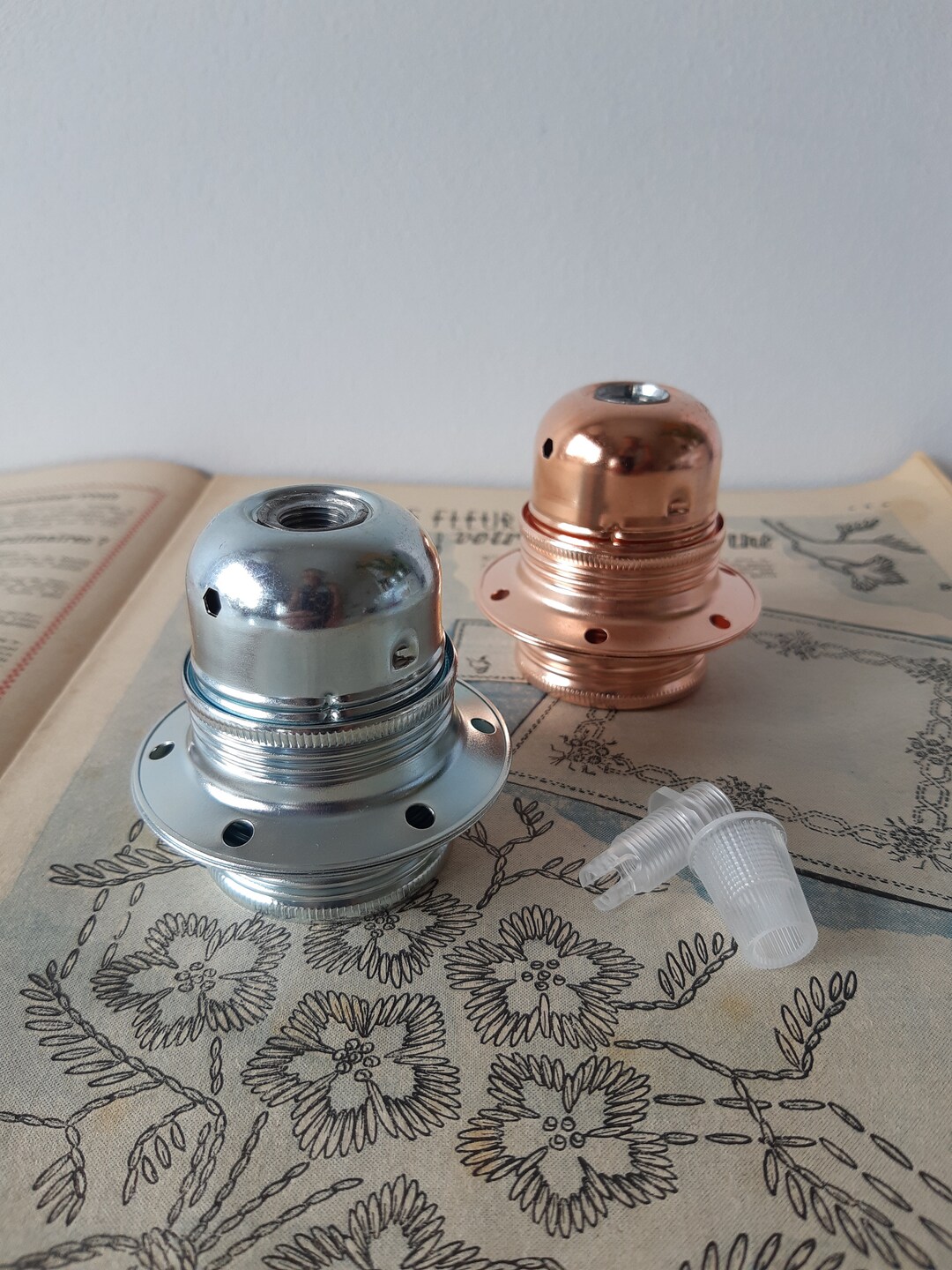 E27 Metal Lamp Socket With Shade Rings, Silver or Copper - Etsy