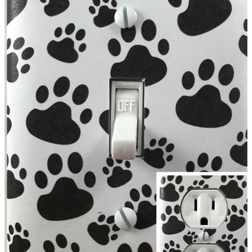 PAW PRINTS Black on Brown Light Switch Cover Plate or Outlet - Etsy