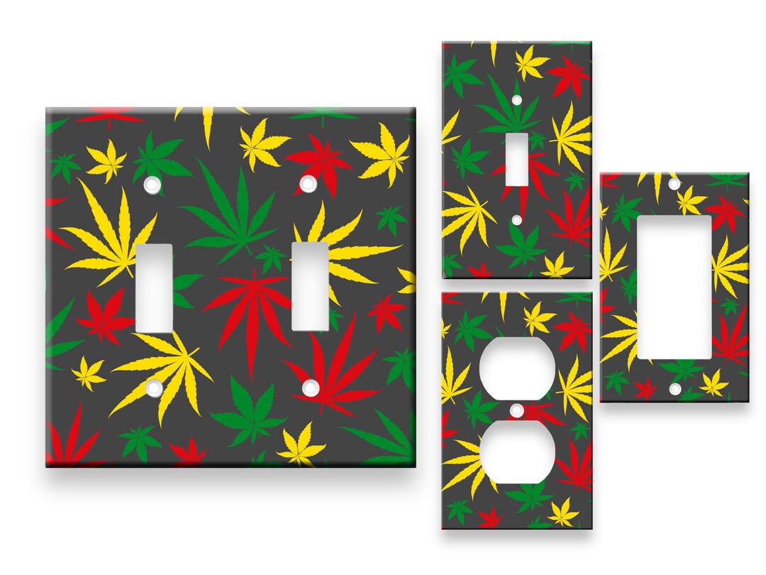 Weed Marijuana Theme Toggle Light Switch Cover Outlet Rocker GFCI ...