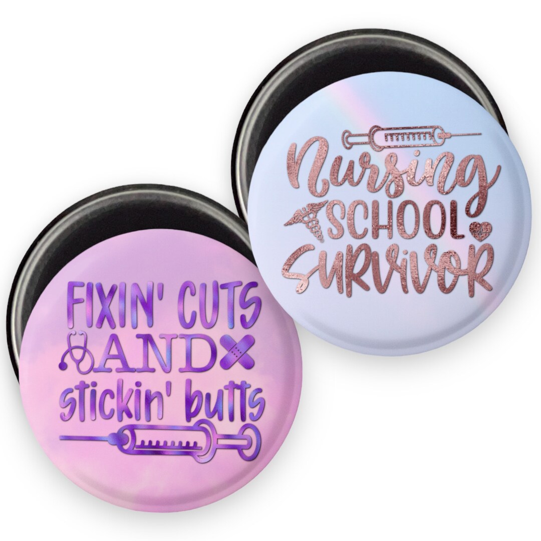 Set of 2 Funny Nurse Magnets Nursing School Survivor and - Etsy