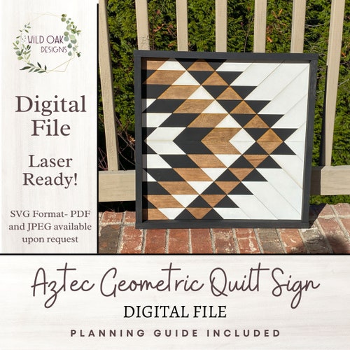 Aztec Quilting Square Digital File Patterns For Glowforge And Etsy