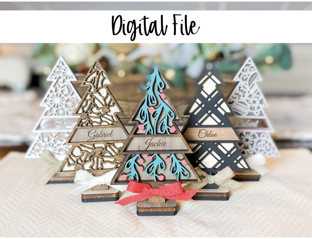 Patterned Tree Seat Card Digital File Pack, Place Setting File ...