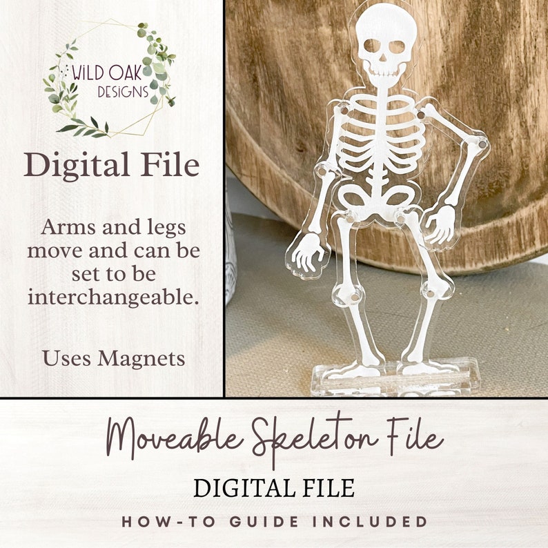 Moveable Skeleton Digital File File for Laser Halloween - Etsy
